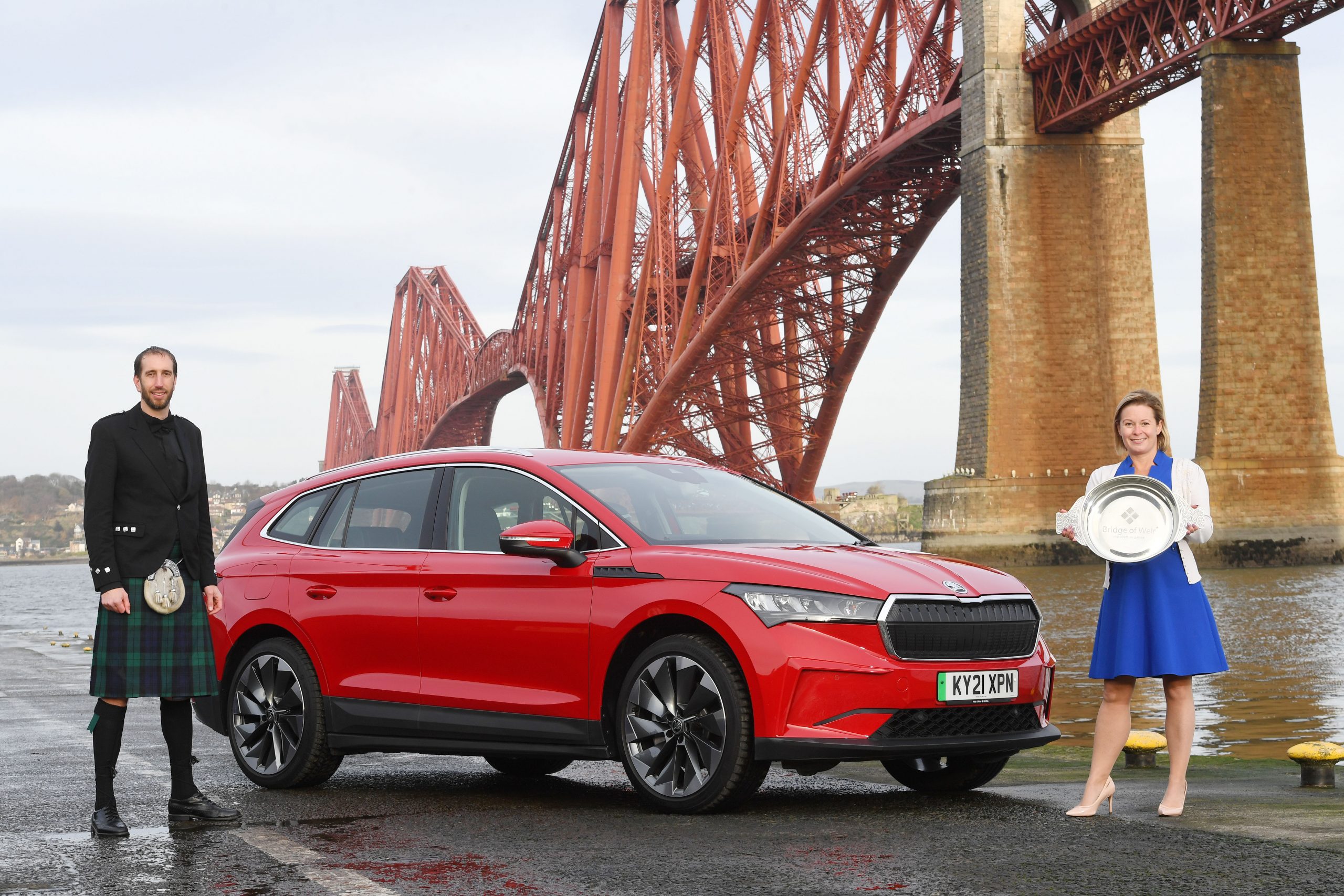 Scottish Car of the Year 2021, the Skoda Enyaq, pictured beside the ...